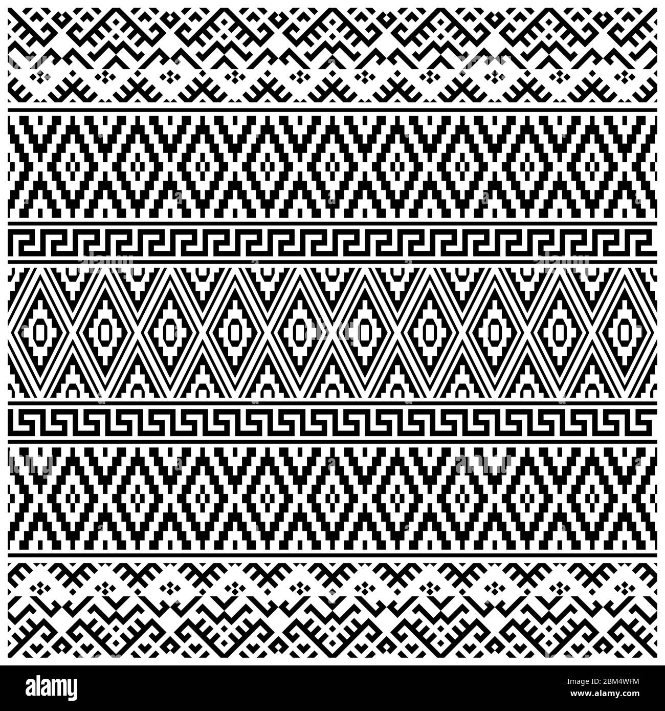 Seamless ethnic pattern. Traditional tribal pattern in black and white ...