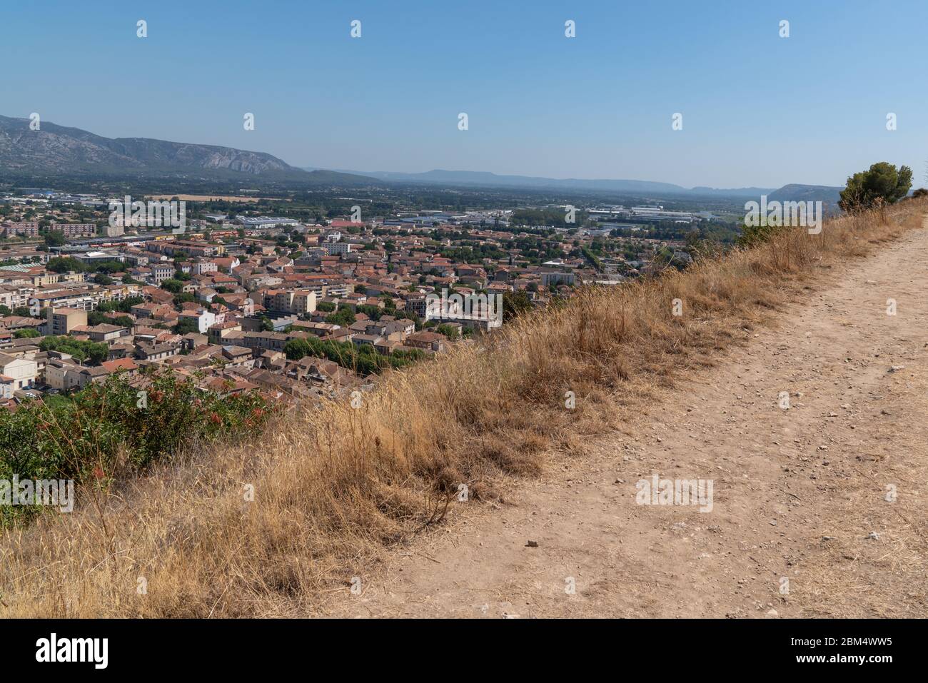 viewpoint hill pathway view Cavaillon town with mountain background in ...