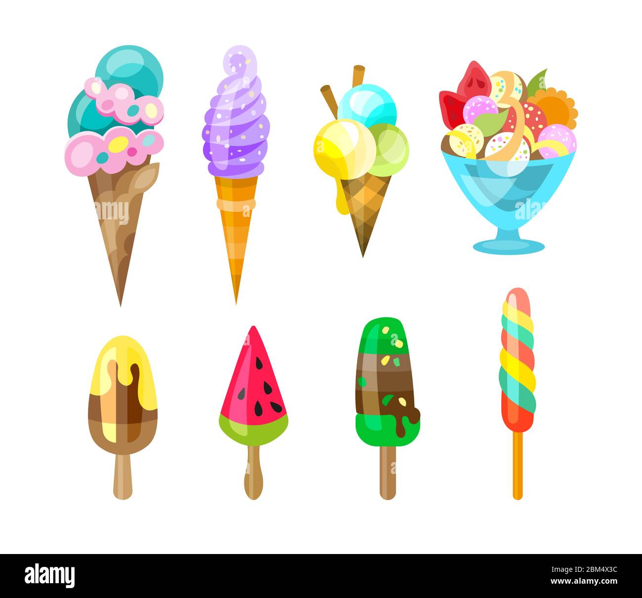 Collection of ice cream illustrations isolated on white Stock Vector ...