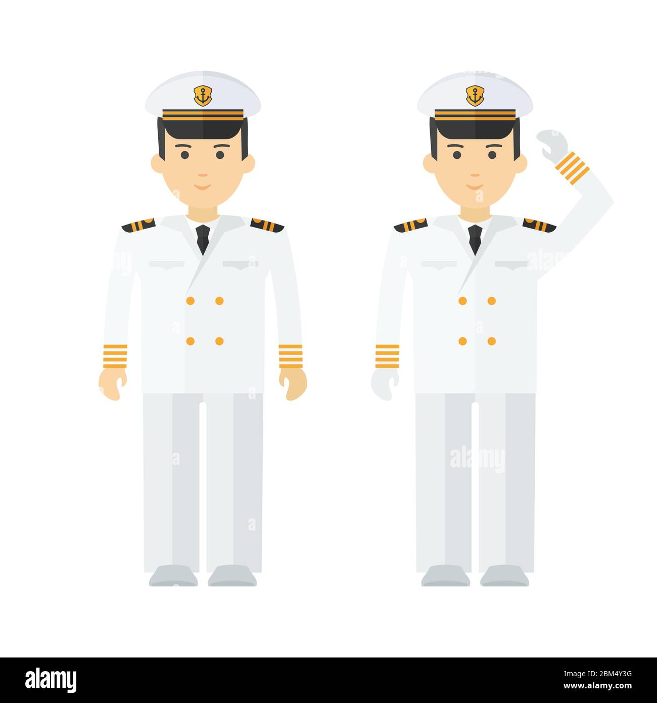 Military naval officer in full dress. Flat vector cartoon illustration ...