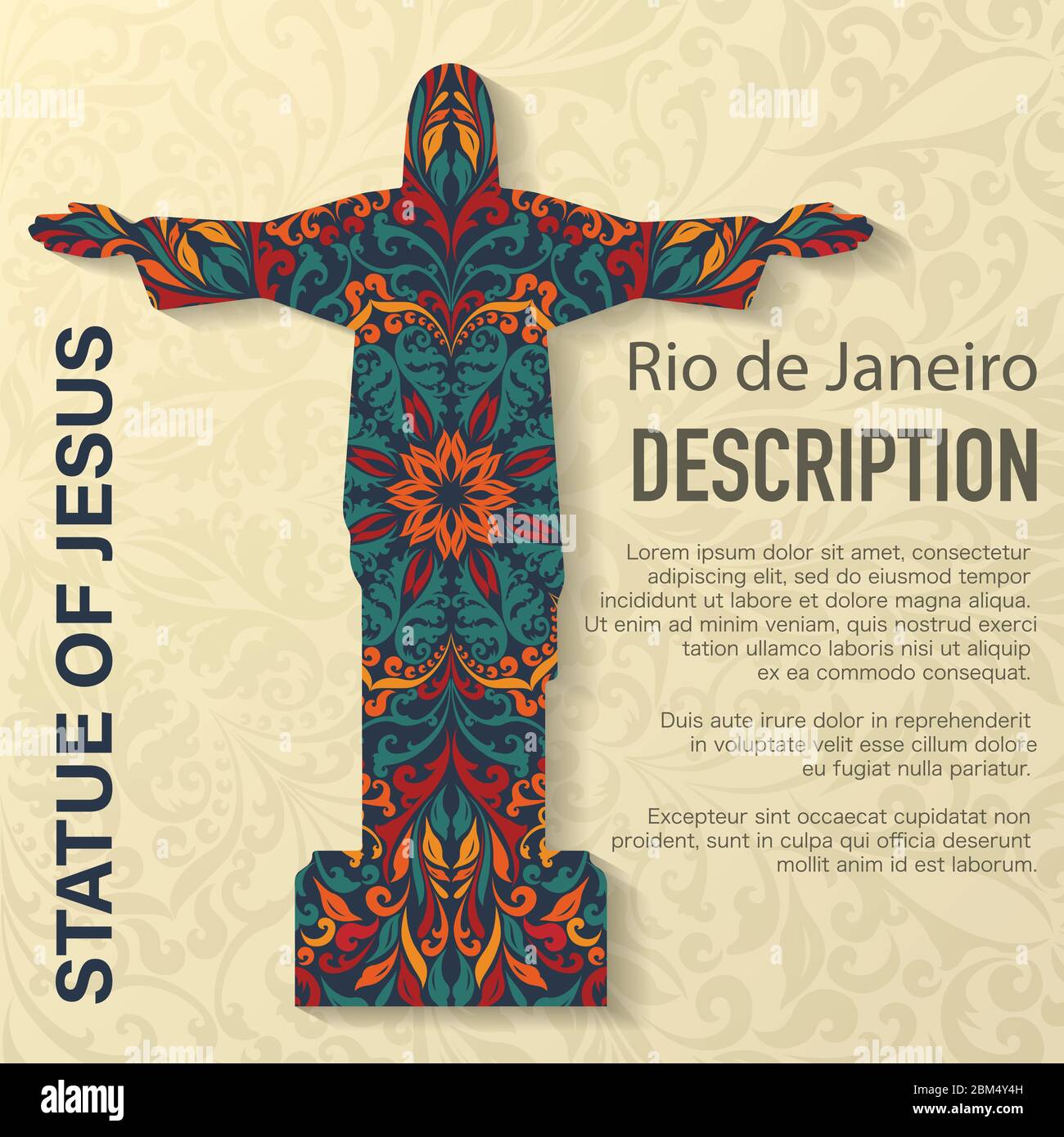 Statue of Jesus floral pattern background Stock Vector Image & Art - Alamy