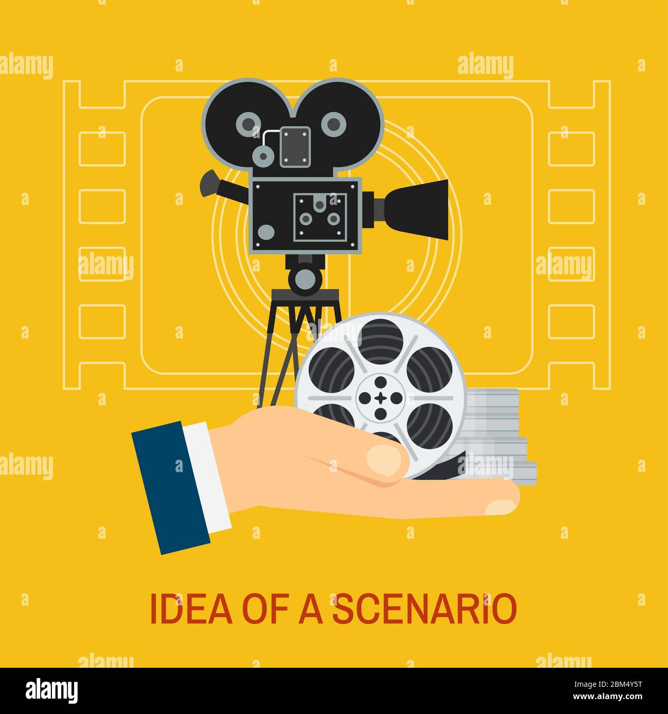 Movie making and premiere concept. Flat vector cartoon illustration ...