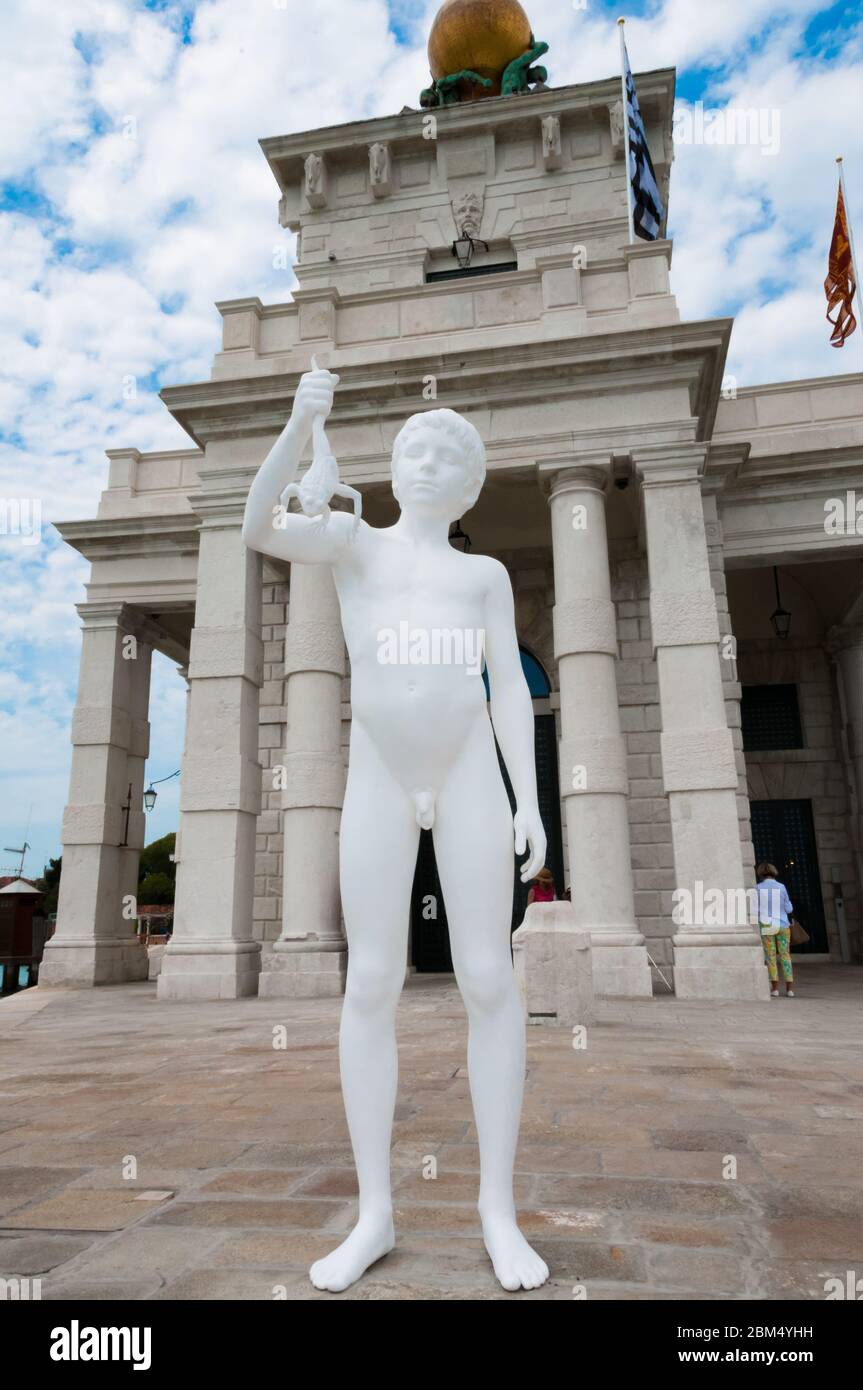 Boy with Frog. Statue by Charles Ray at Punta della Dogana at art ...
