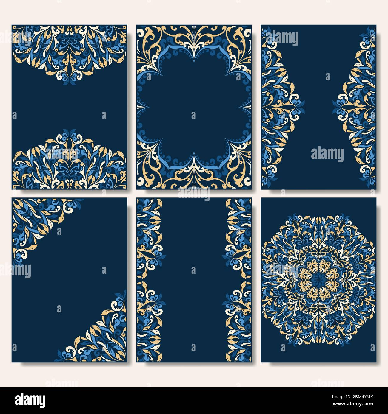Retro boho blue floral patterns wallpaper Stock Vector Image & Art - Alamy