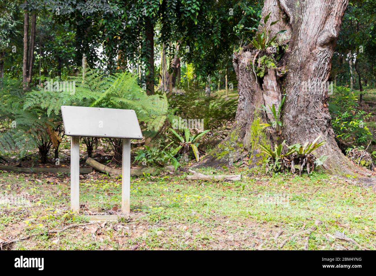 Empty metallic park sign as texture in the Lake Gardens, Malaysia Stock ...