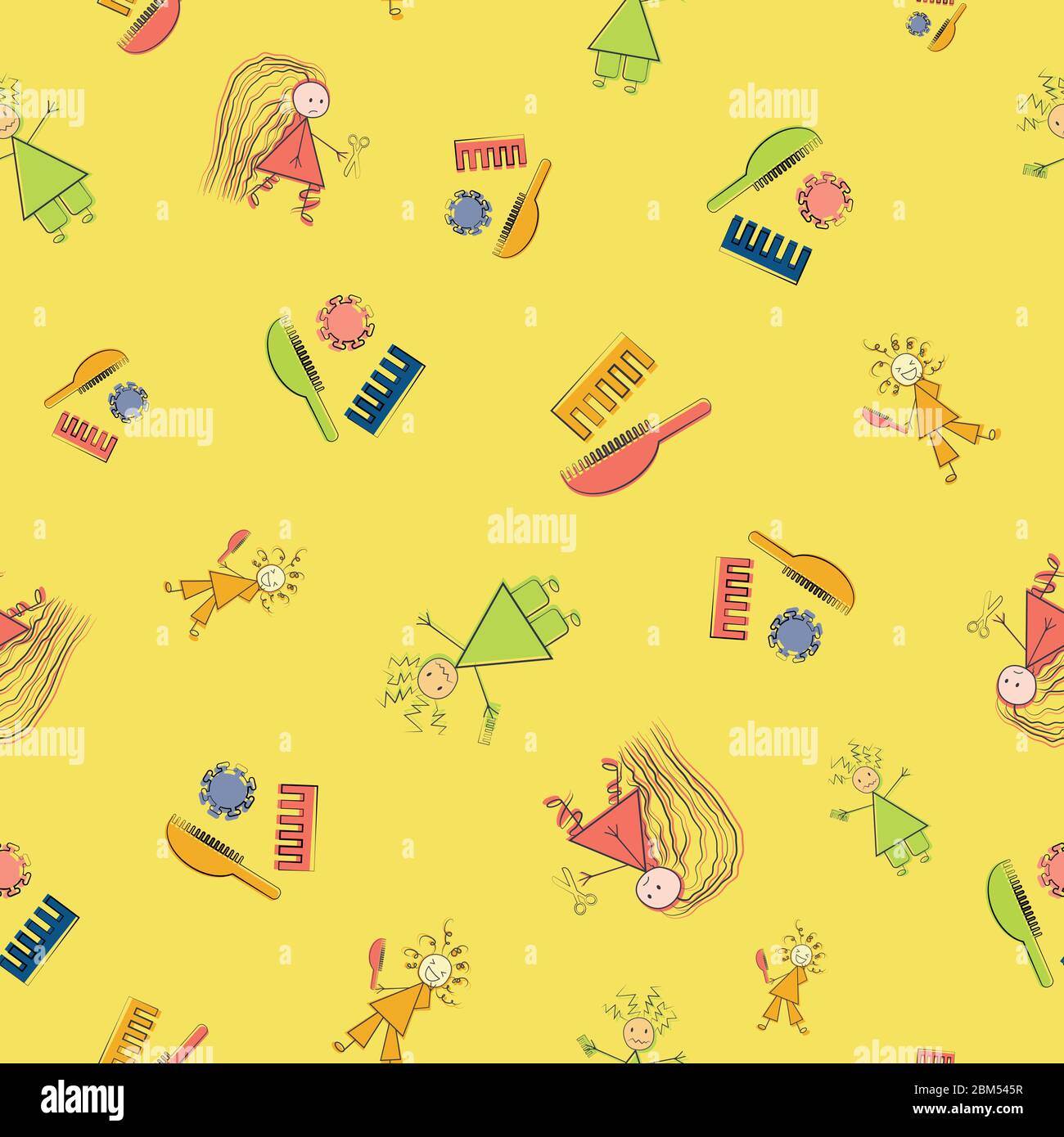 Bad hair cut vector seamless pattern background. Funny infographic ...