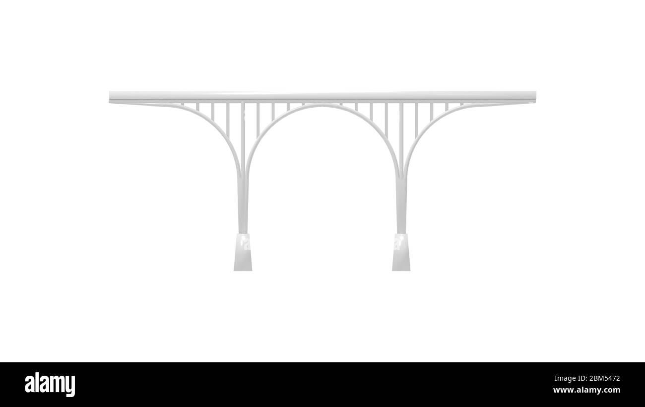 3D rendering of a arched bridge architecture structure crossing Stock ...