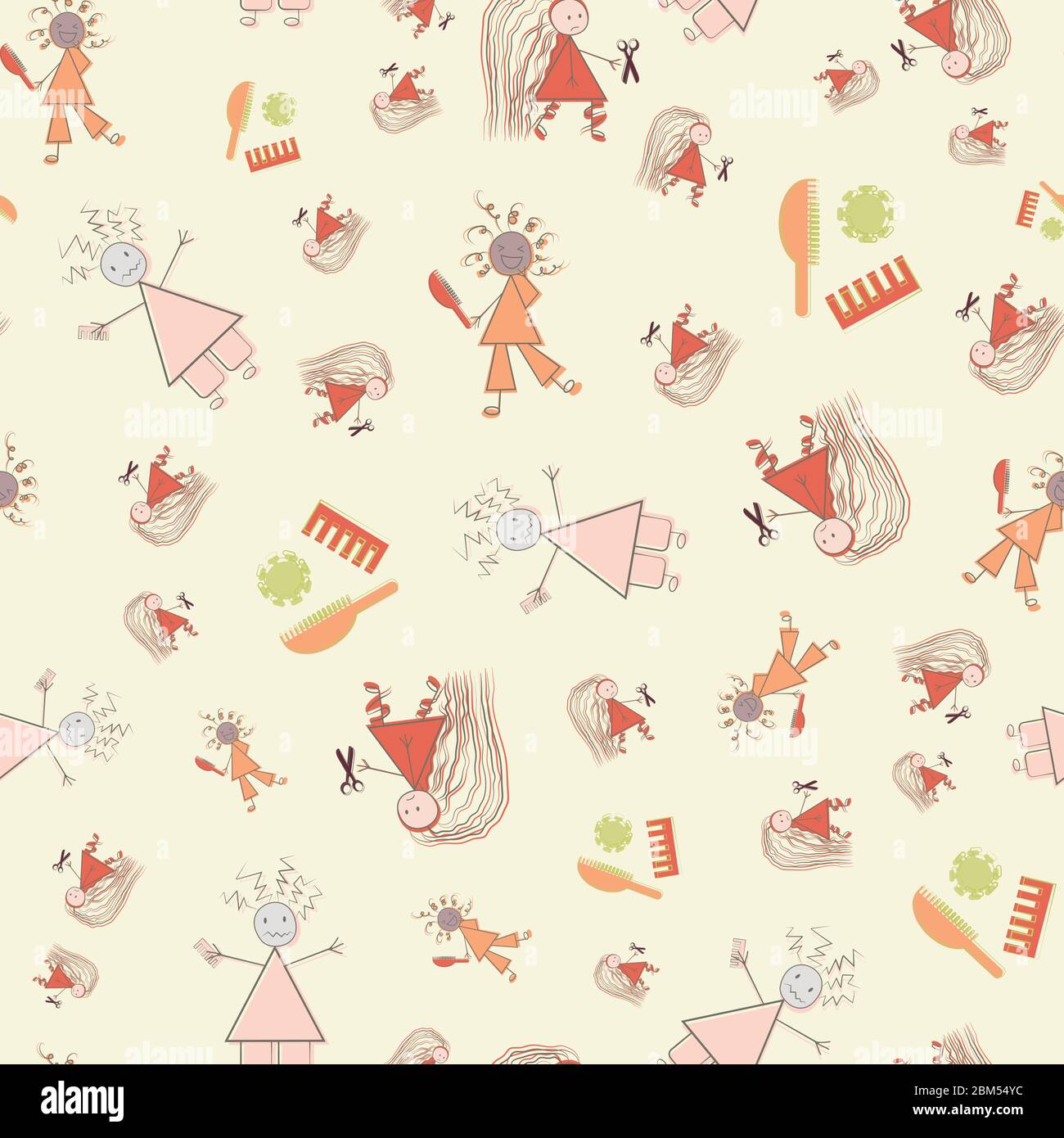 Messy hair vector seamless pattern background. Funny infographic Covid ...