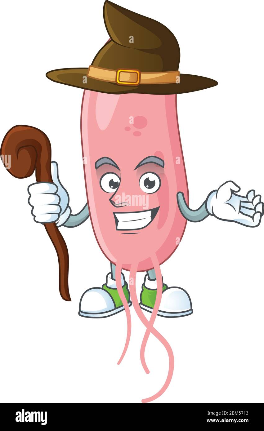 Cute and sneaky Witch vibrio cholerae cartoon design style. Vector ...
