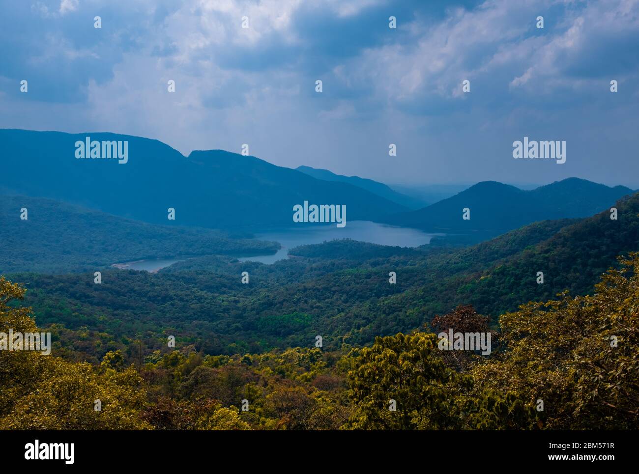 View on lake and mountains in Goa, India. by the road to Surla ...