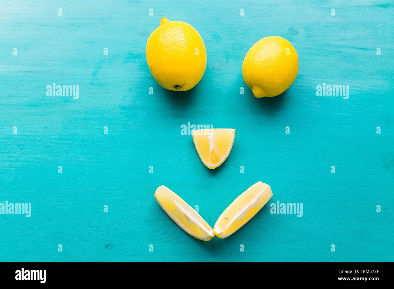 Human face smiling made from lemons. Creativity food concepts ideas ...