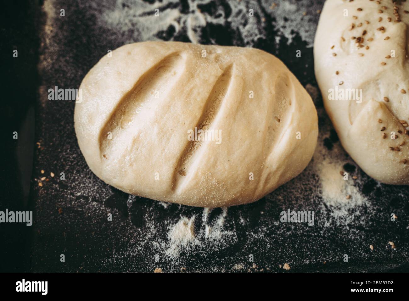 Uncooked bread before being baked Stock Photo - Alamy