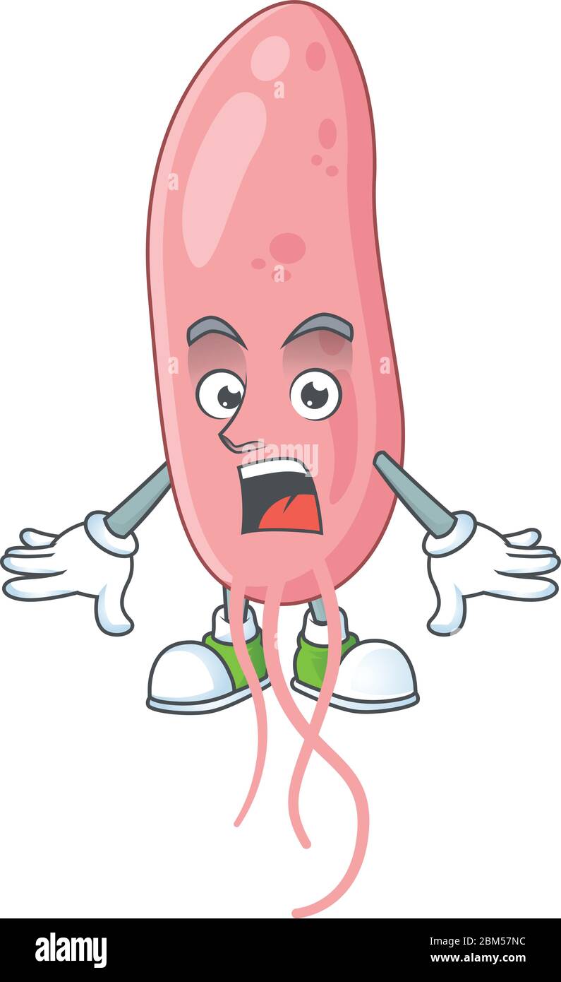 A cartoon design of vibrio cholerae showing an amazed gesture. Vector ...