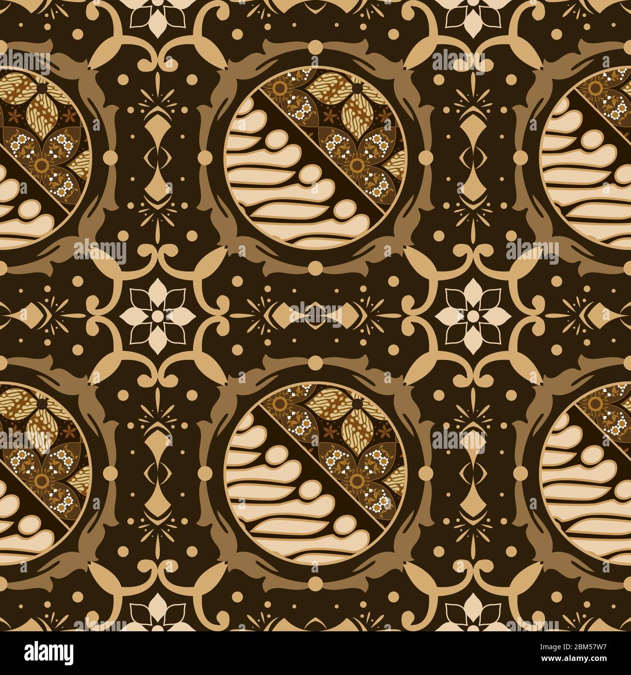 Art work on traditional Javanese batik with beautiful motif and dark ...