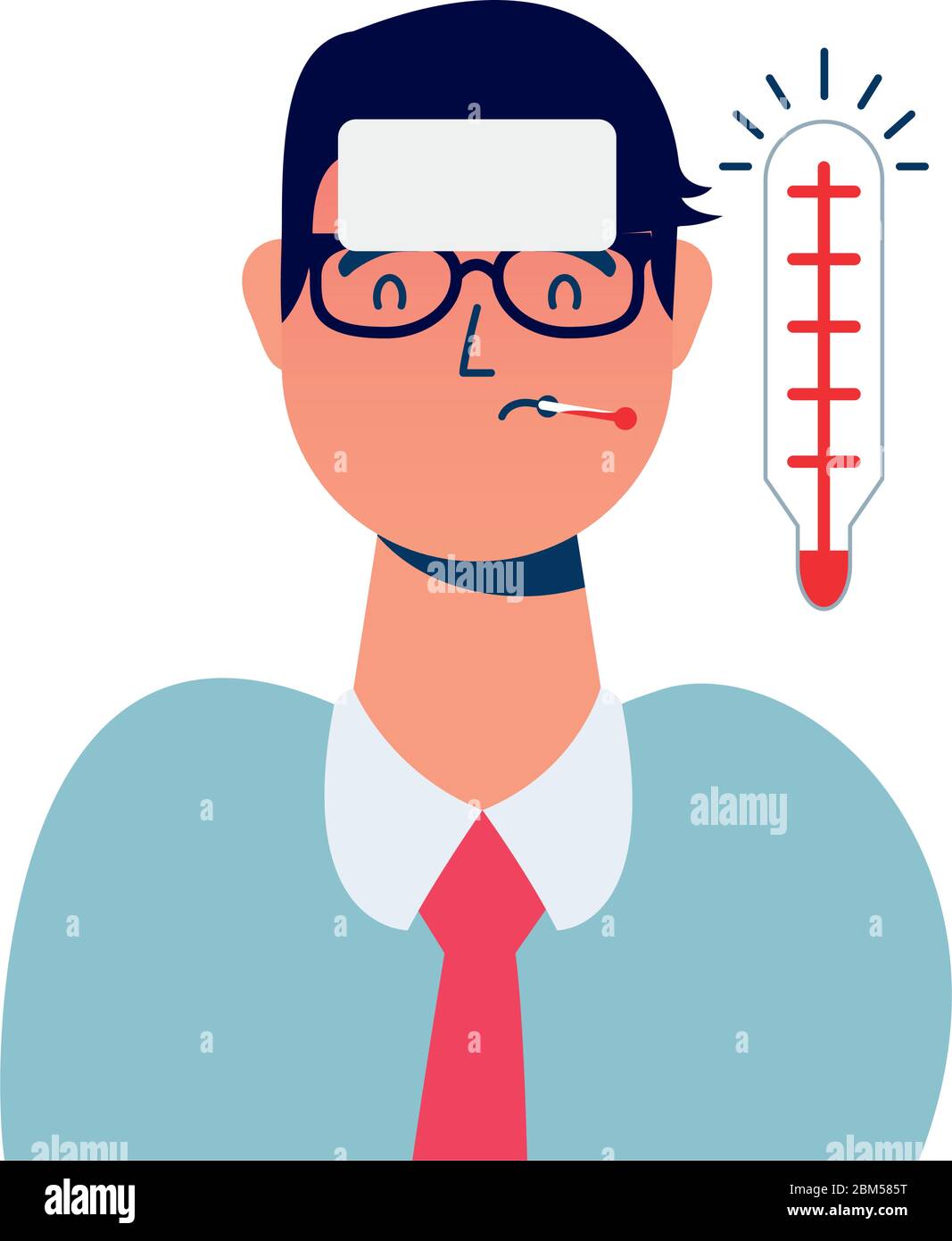 businessman sick with fever and thermometer Stock Vector Image & Art ...