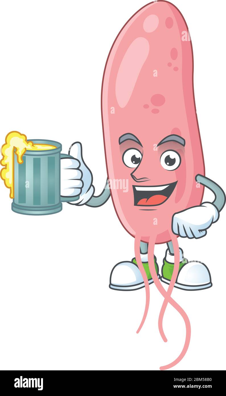Happy vibrio cholerae mascot style toast with a glass of beer Stock ...