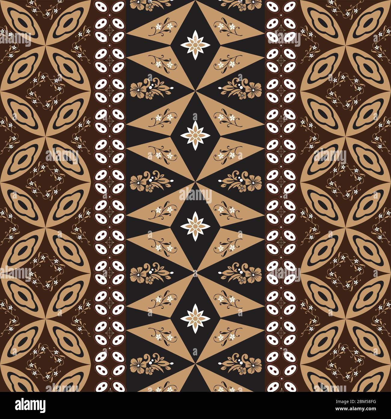 Unique motifs design on Indonesian batik with seamless black brown ...