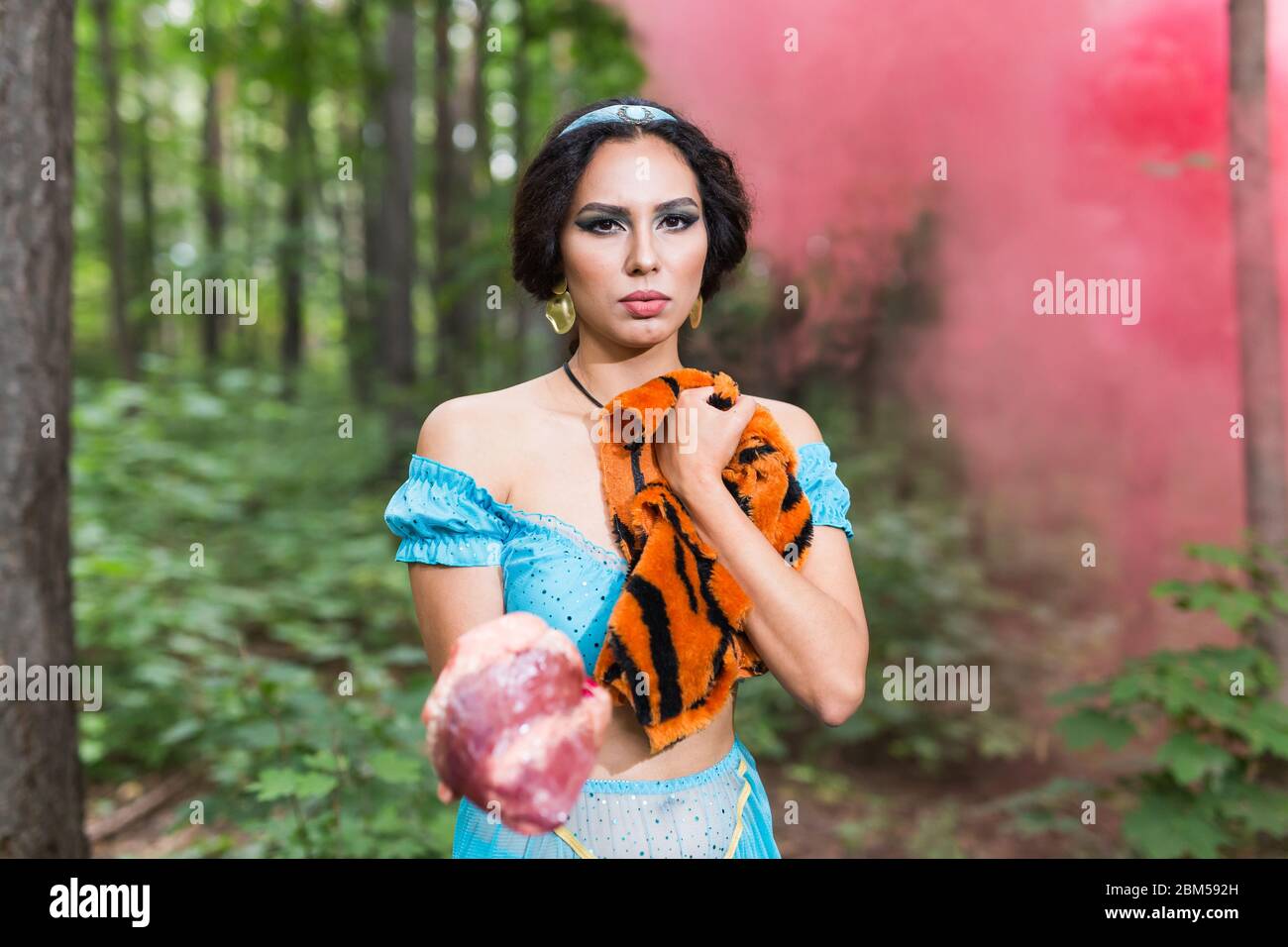 Woman calls stop eating meat. Vegetarian campaign against kills animals ...