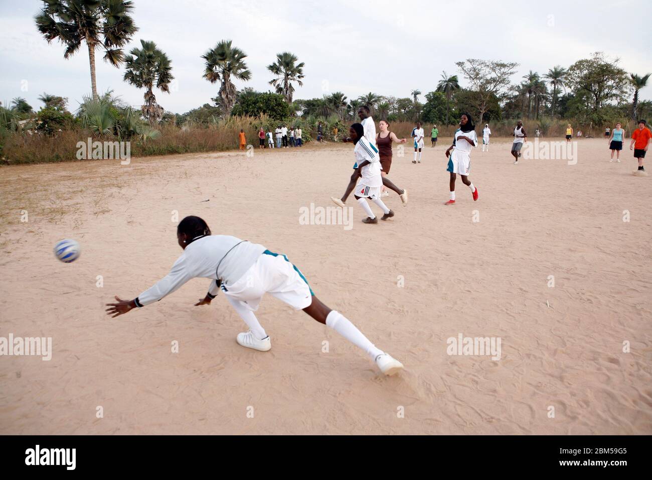 Children playing near the Gunjar Project, Gunjar, Gambia Stock Photo ...