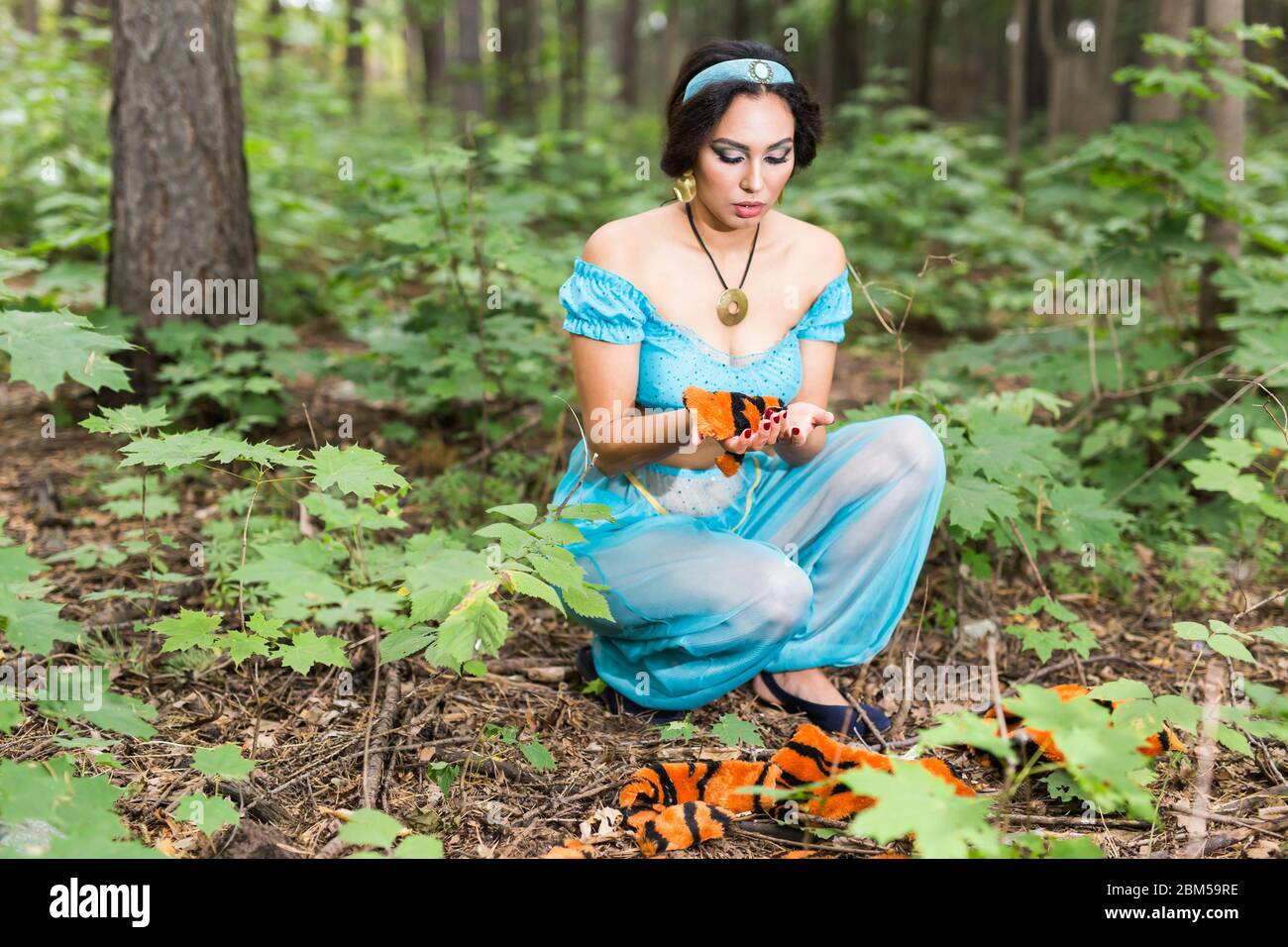 Stop animal killing concept - Pretty girl show animal skin that she ...