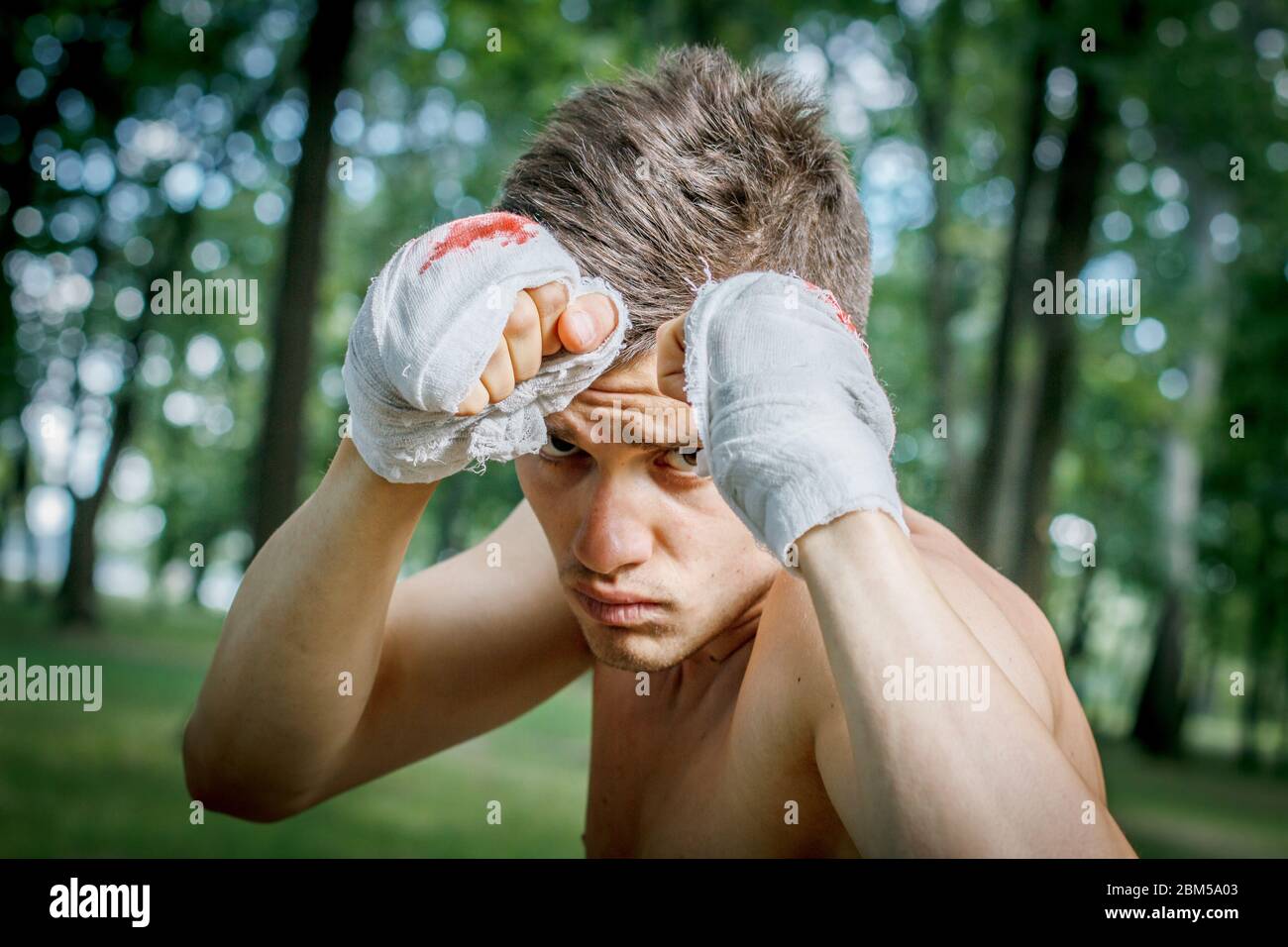 Professional boxer athlete trains in hi-res stock photography and ...