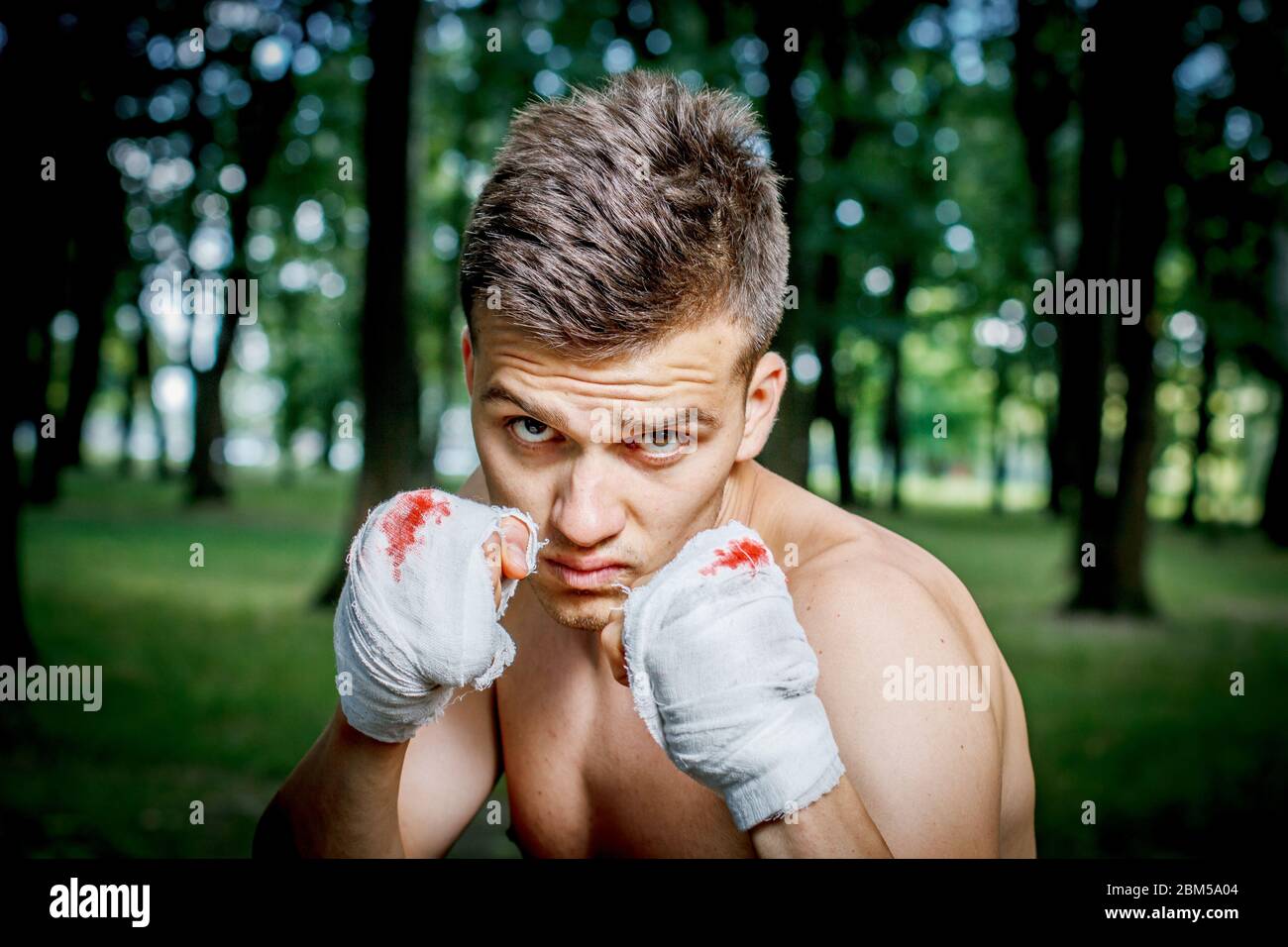 Professional boxer athlete trains in hi-res stock photography and ...