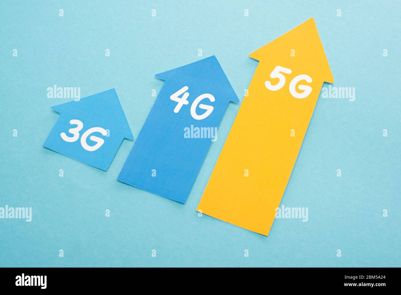 3g, 4g and 5g arrows on blue background Stock Photo - Alamy
