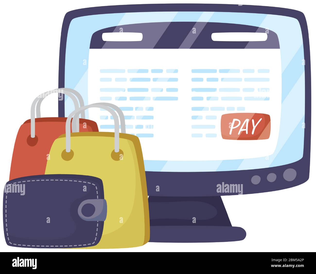 desktop with shopping bags ecommerce technology Stock Vector Image & Art - Alamy