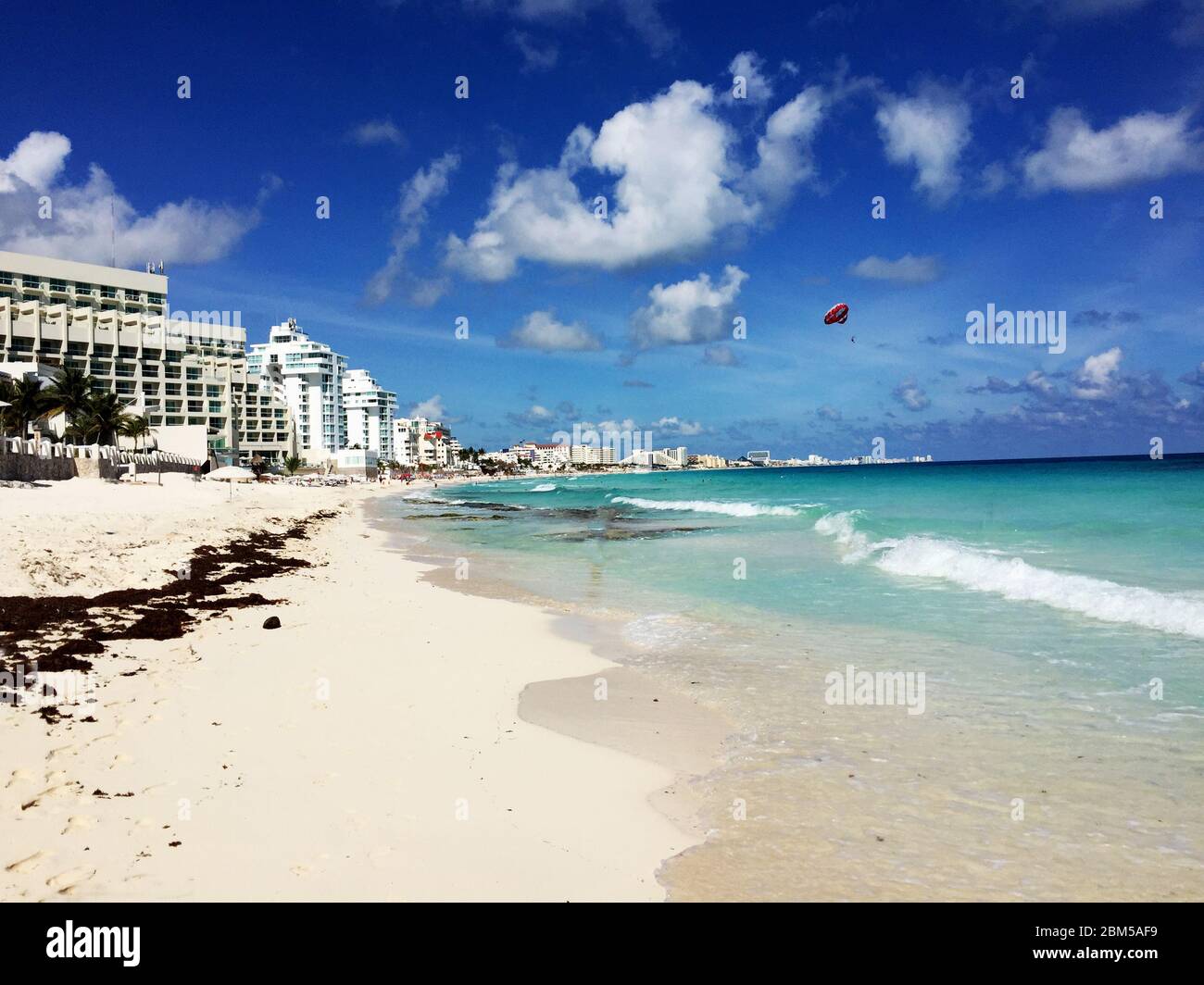 View of the beach in Cancun, a Mexican city on the Yucatan Peninsula on ...