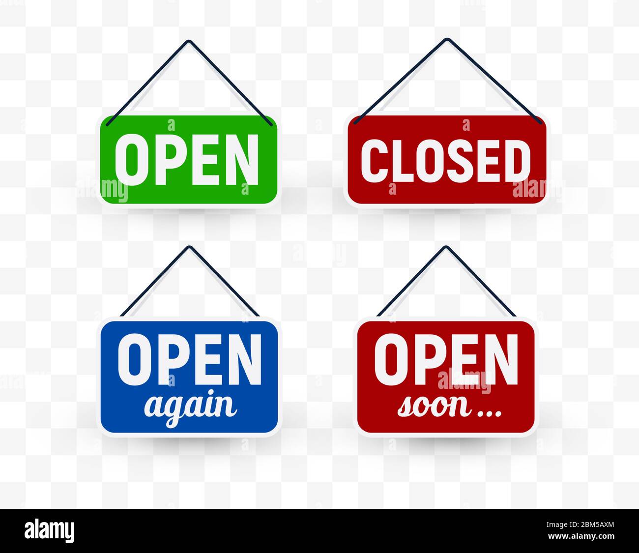 Set of door signboard with opening or closing information. Isolated ...