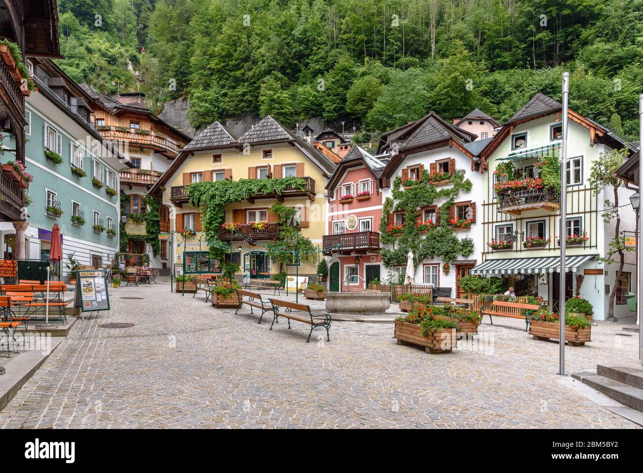 The Hallstatt Market Square in the morning before the tourists arrive ...