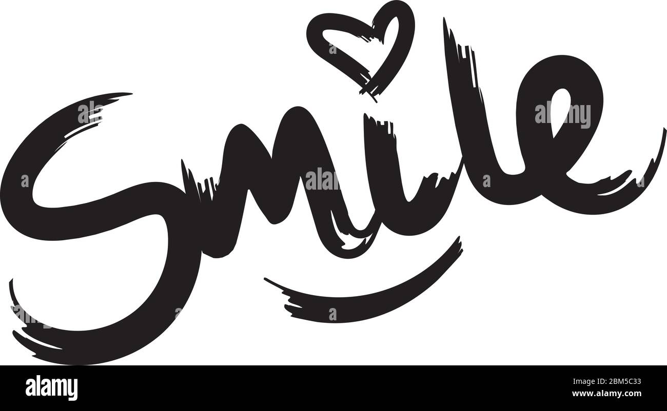 Smile handwritten brush lettering with halftone effect. Modern ...