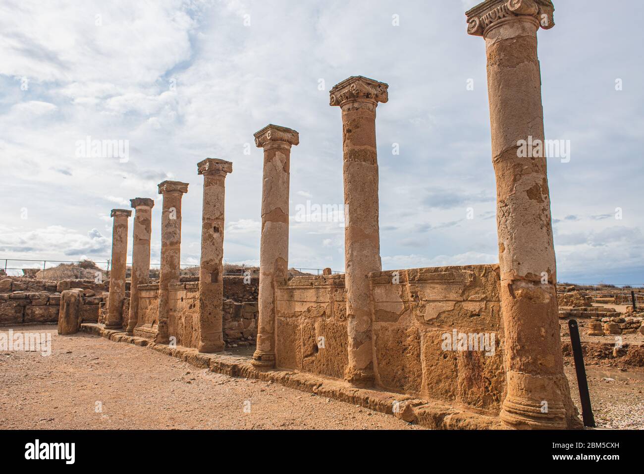 PAPHOS, CYPRUS - MARCH 31, 2020: columns and walls of ancient House of ...