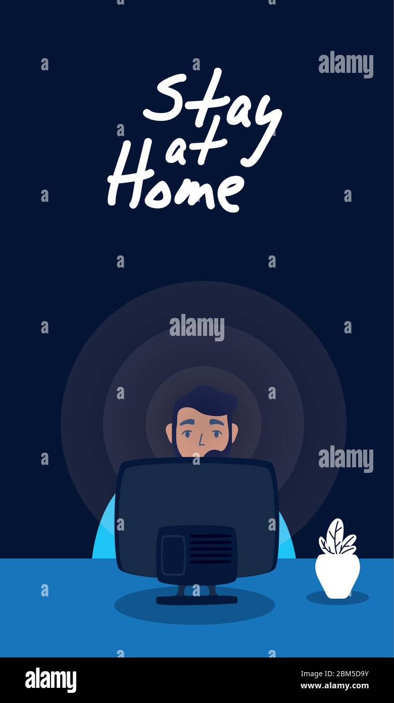 Stay home campaign man watching hi-res stock photography and images - Alamy