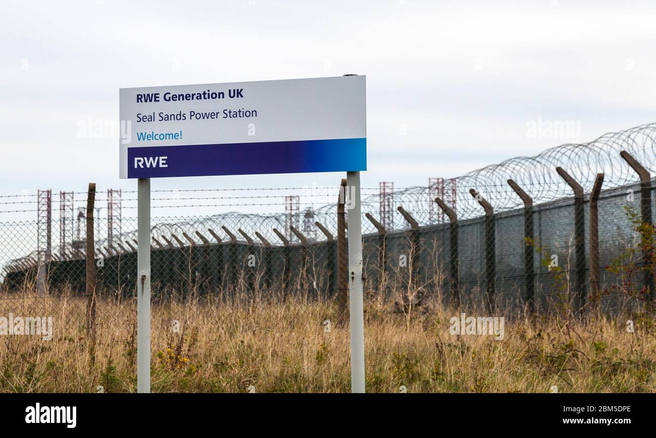 Sign for the RWE Generation UK Power Station at Seal Sands ,Stockton on ...
