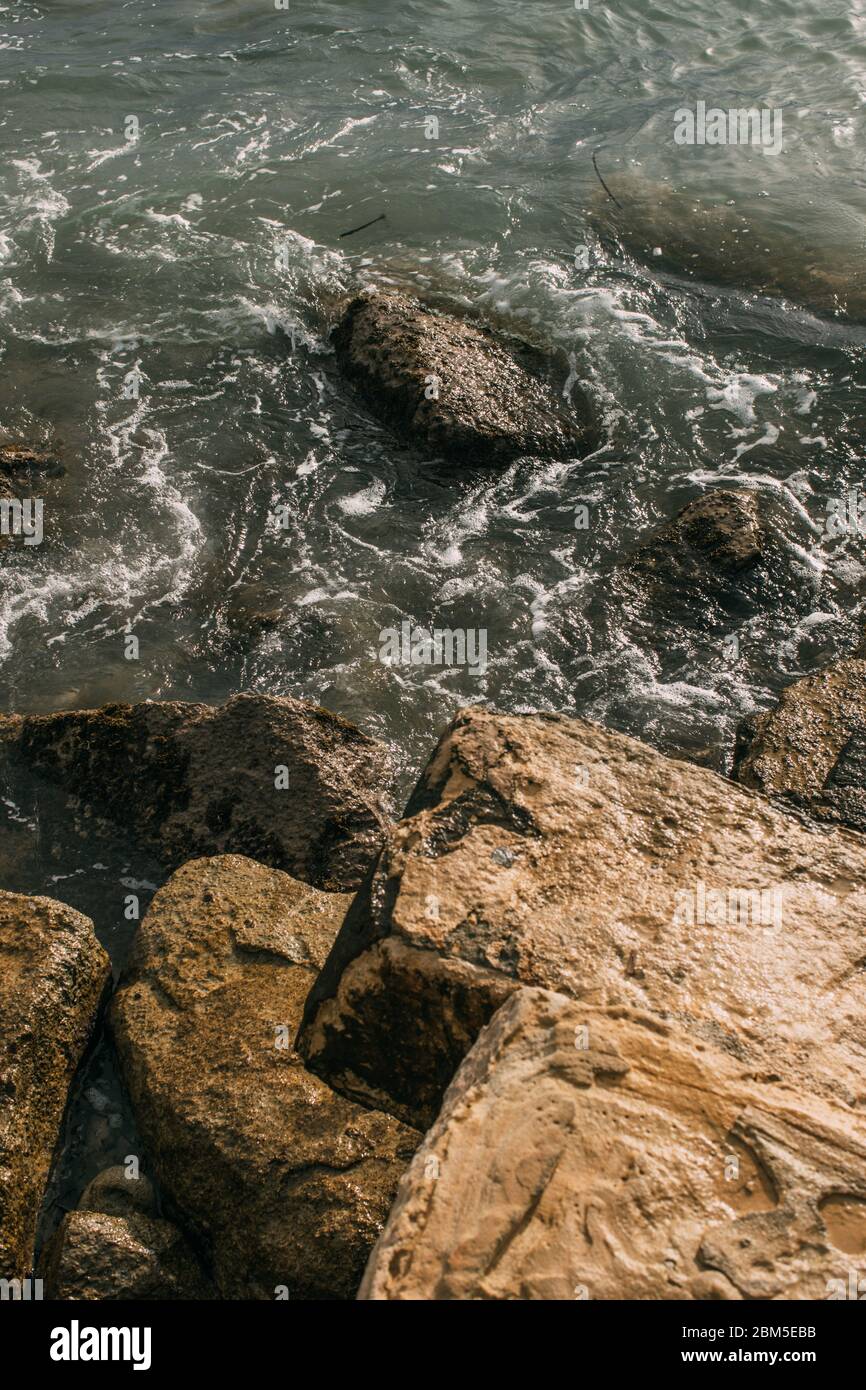 top view of stones near mediterranean sea Stock Photo - Alamy