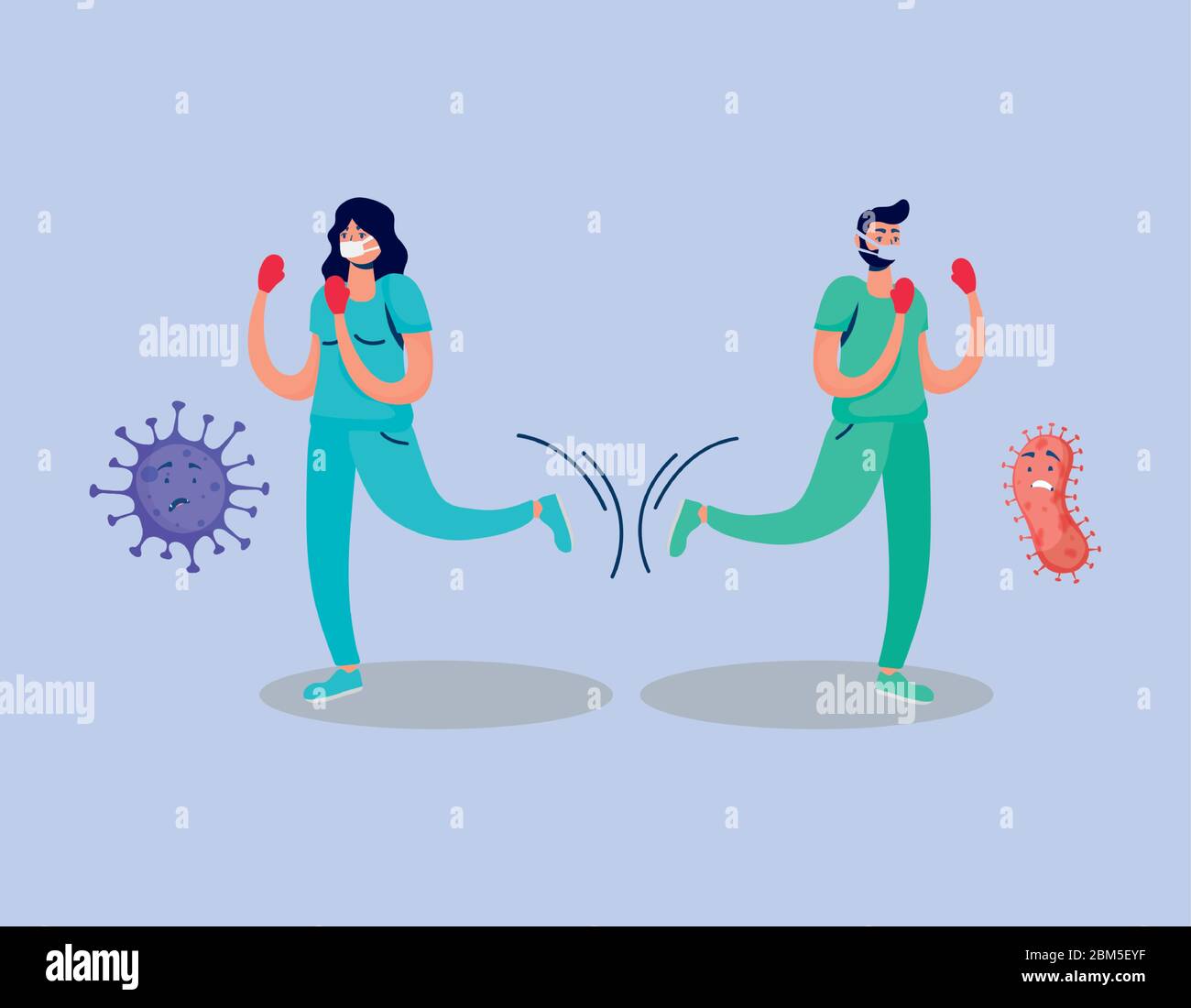 covid19 pandemic particles and doctors fighting Stock Vector Image ...