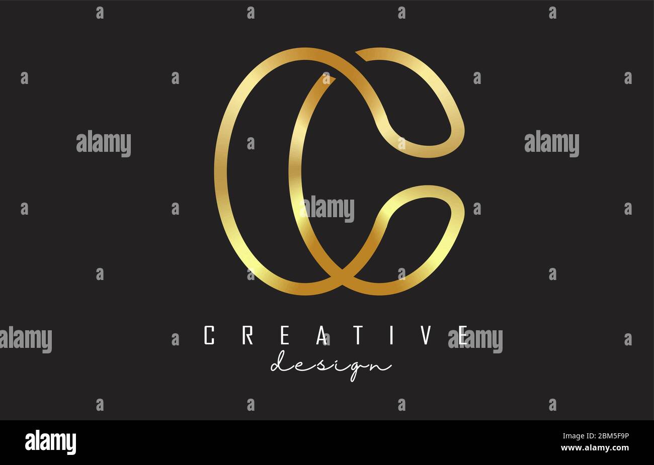 Bold Golden Monogram C Letter Logo with simple design. Creative golden ...