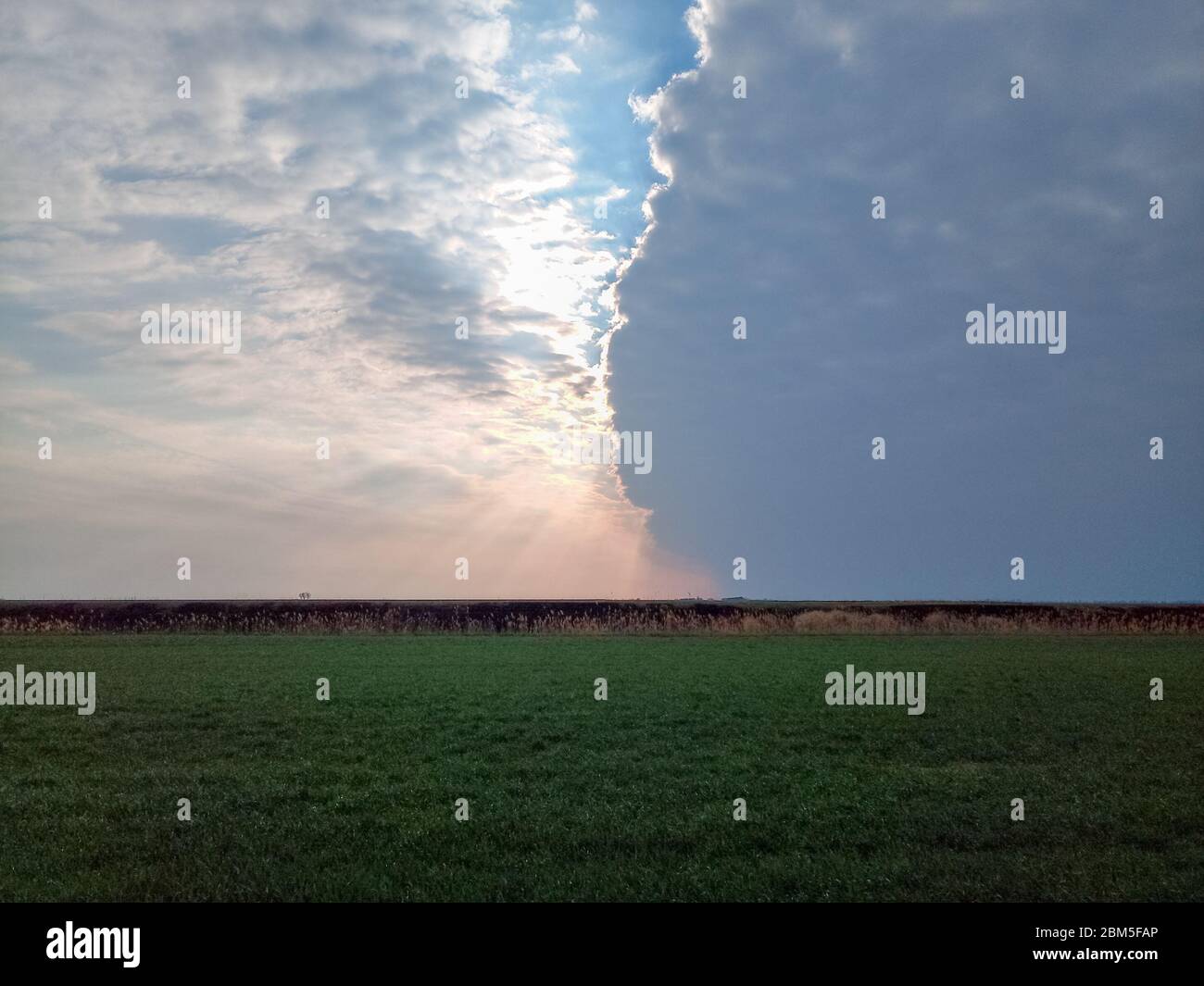 The boundary of atmospheric fronts. The sharp boundary of the clouds in ...