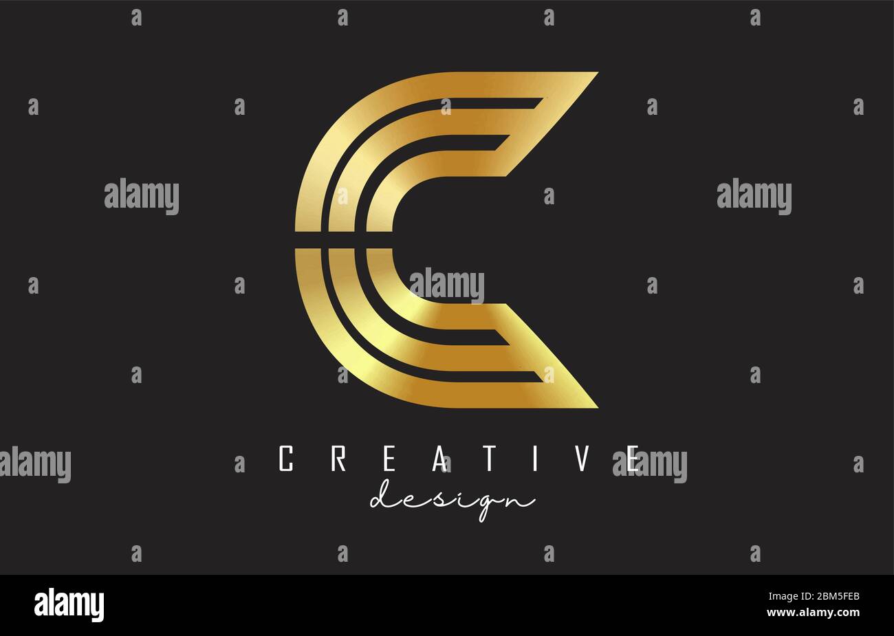 Golden Wired Monogram C Letter Logo with creative cut. Creative and ...