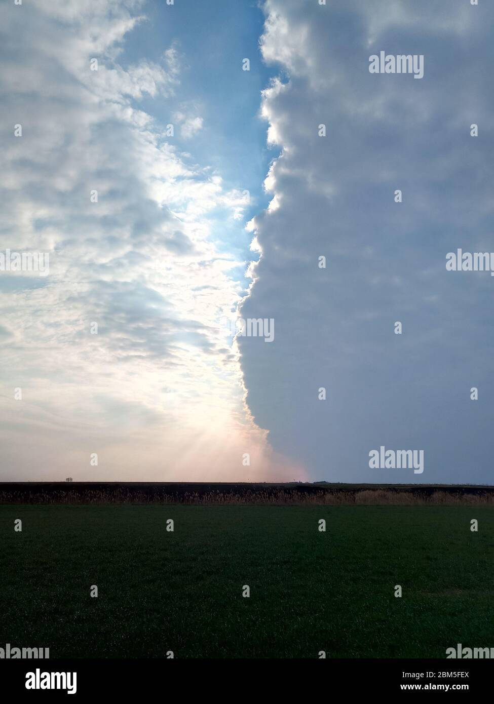 The boundary of atmospheric fronts. The sharp boundary of the clouds in ...