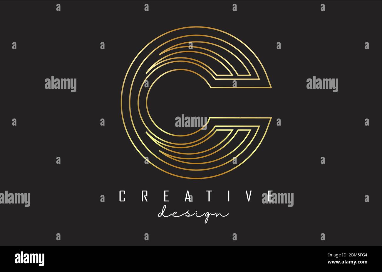 Outline Golden C letter logo with monogram design. Creative C Letter ...