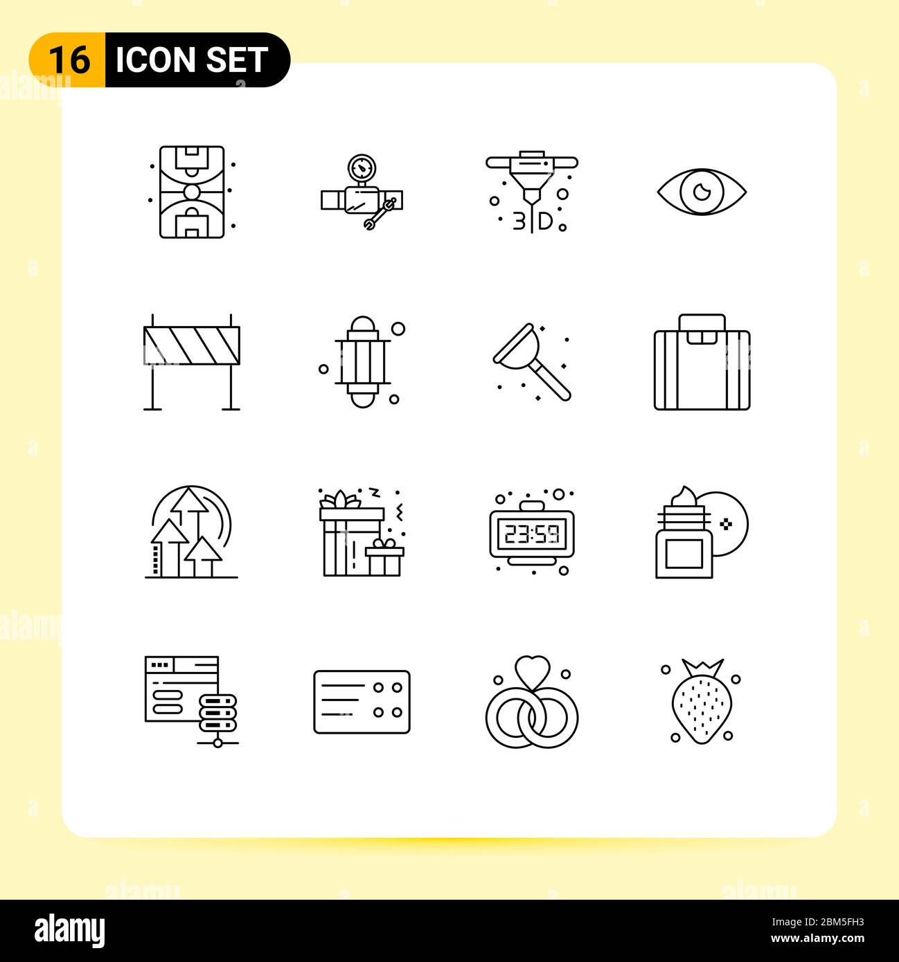 Set of 16 Commercial Outlines pack for buildings, mobile, printing, eye ...