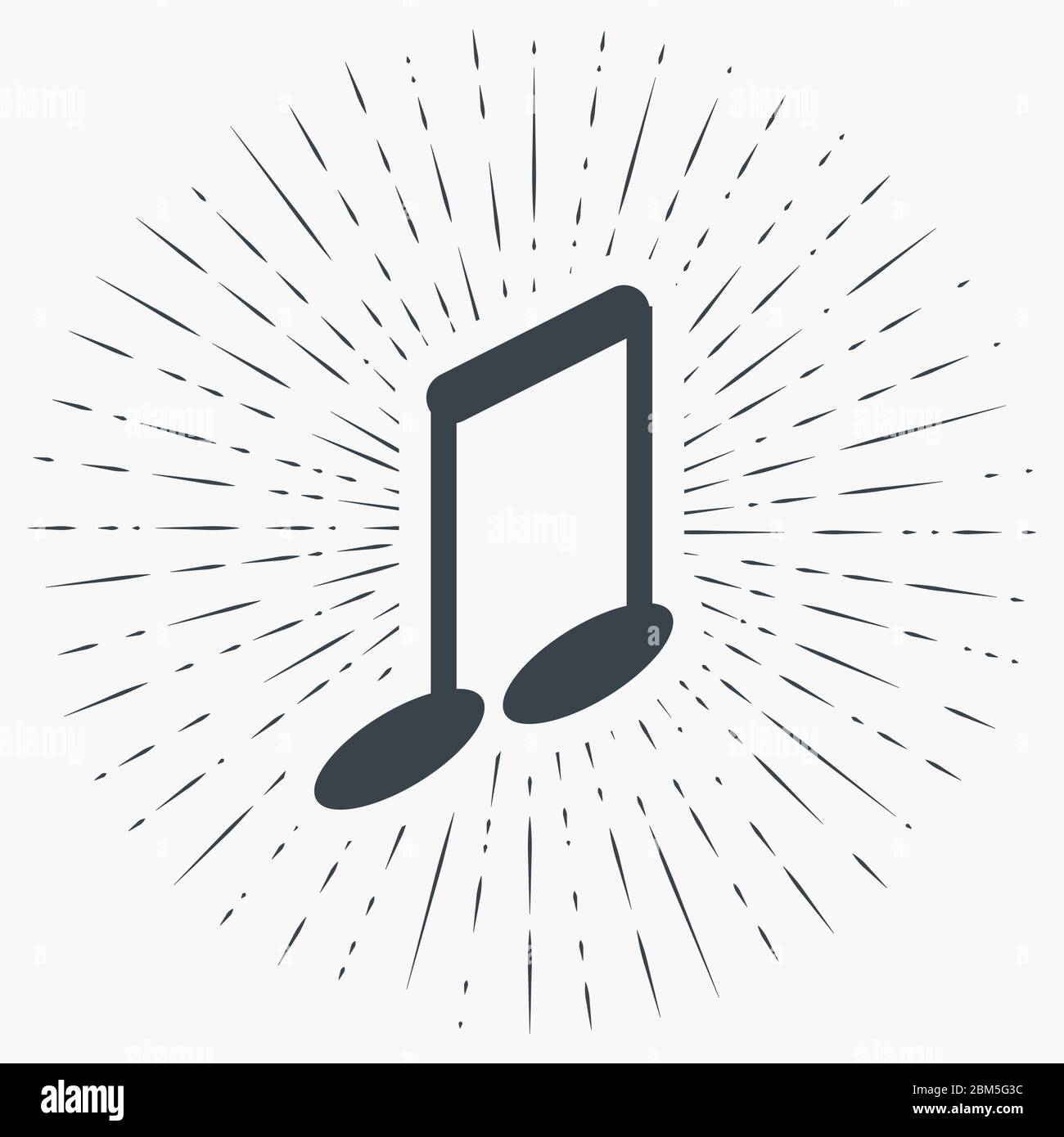 Vintage illustration with sunbeams and musical note, sunburst Stock ...