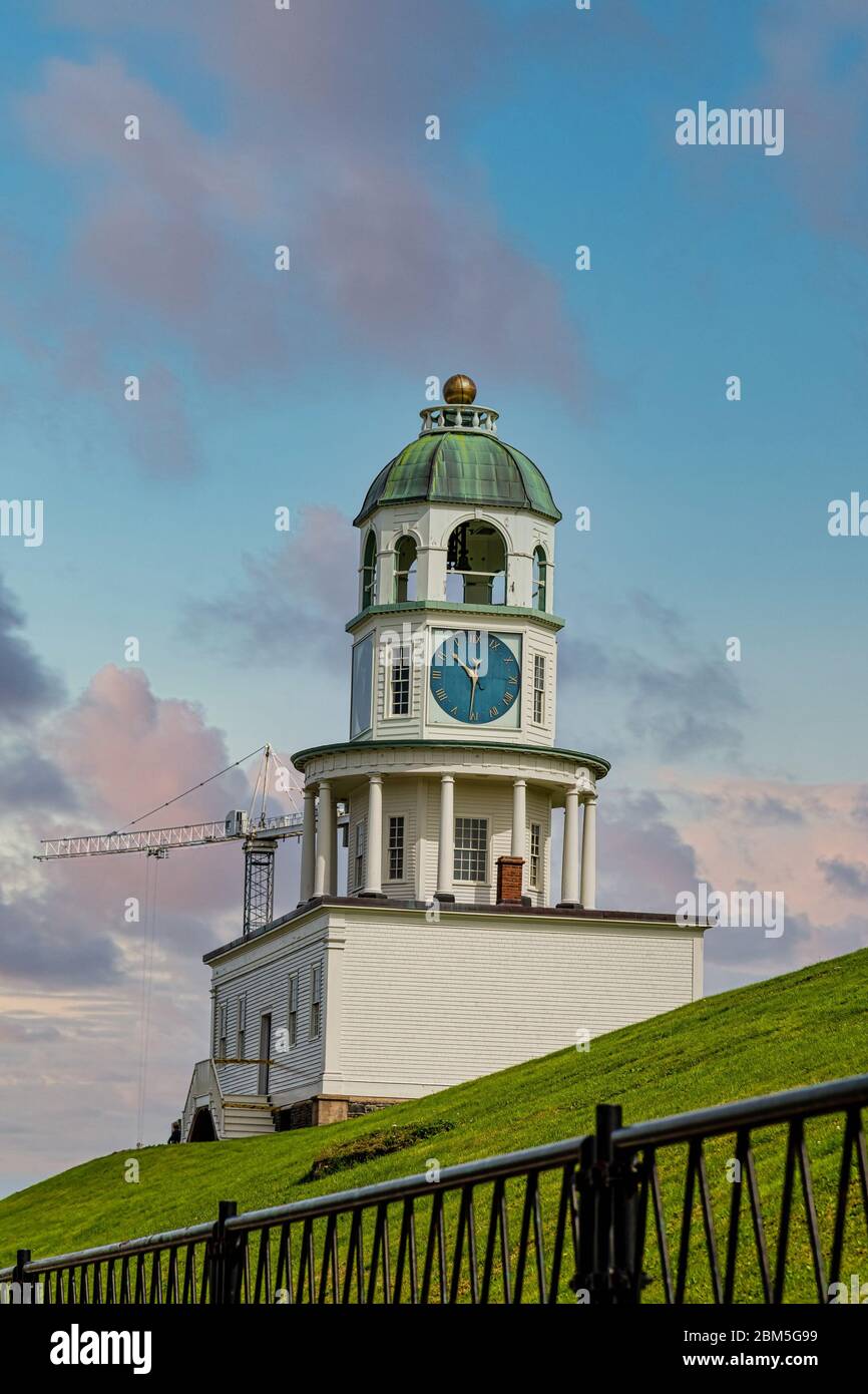 Halifax Town Clock at Dusk Stock Photo - Alamy
