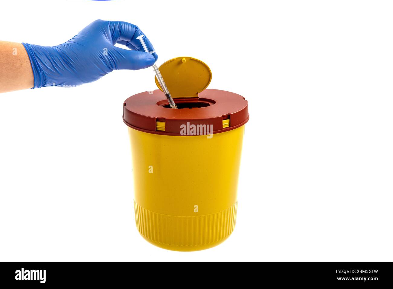 Medical waste bin. Contaminated waste sign. Biohazard trash garbage bin ...