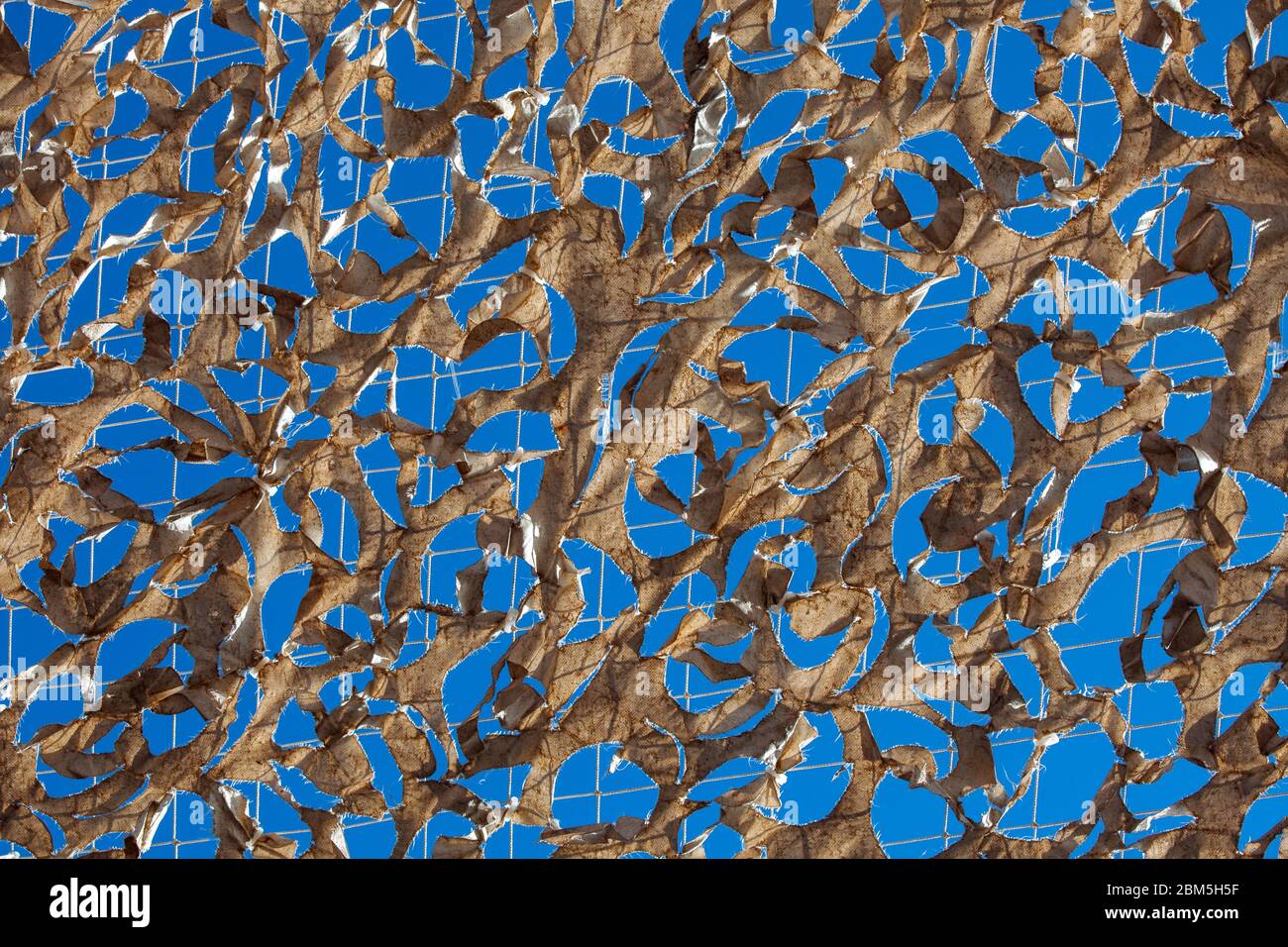 Military Camouflage Net on the blue sky background. Conceot of freedom ...
