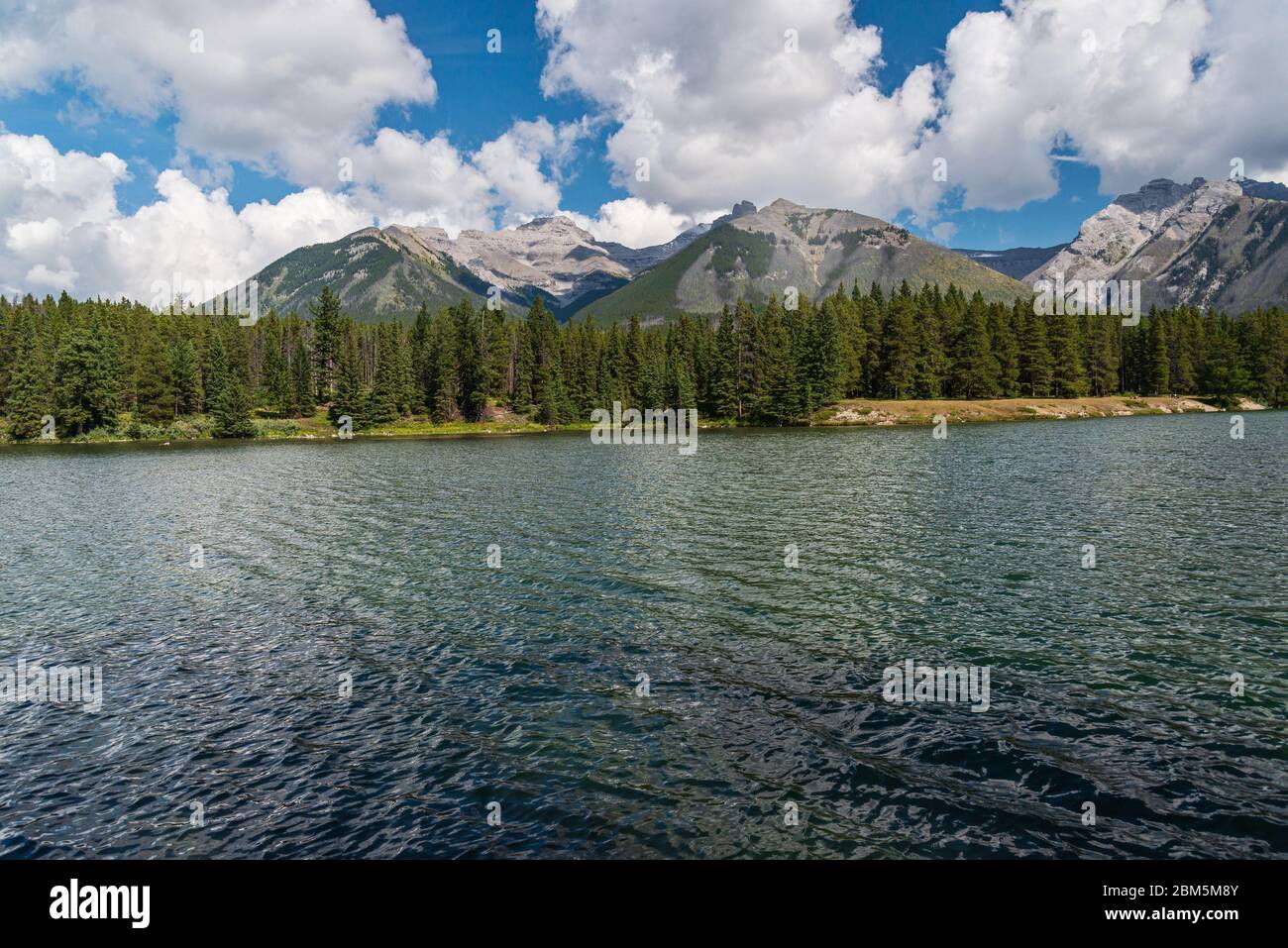 Two Jake lake views, Banff National Park, Alberta, Canada Stock Photo ...