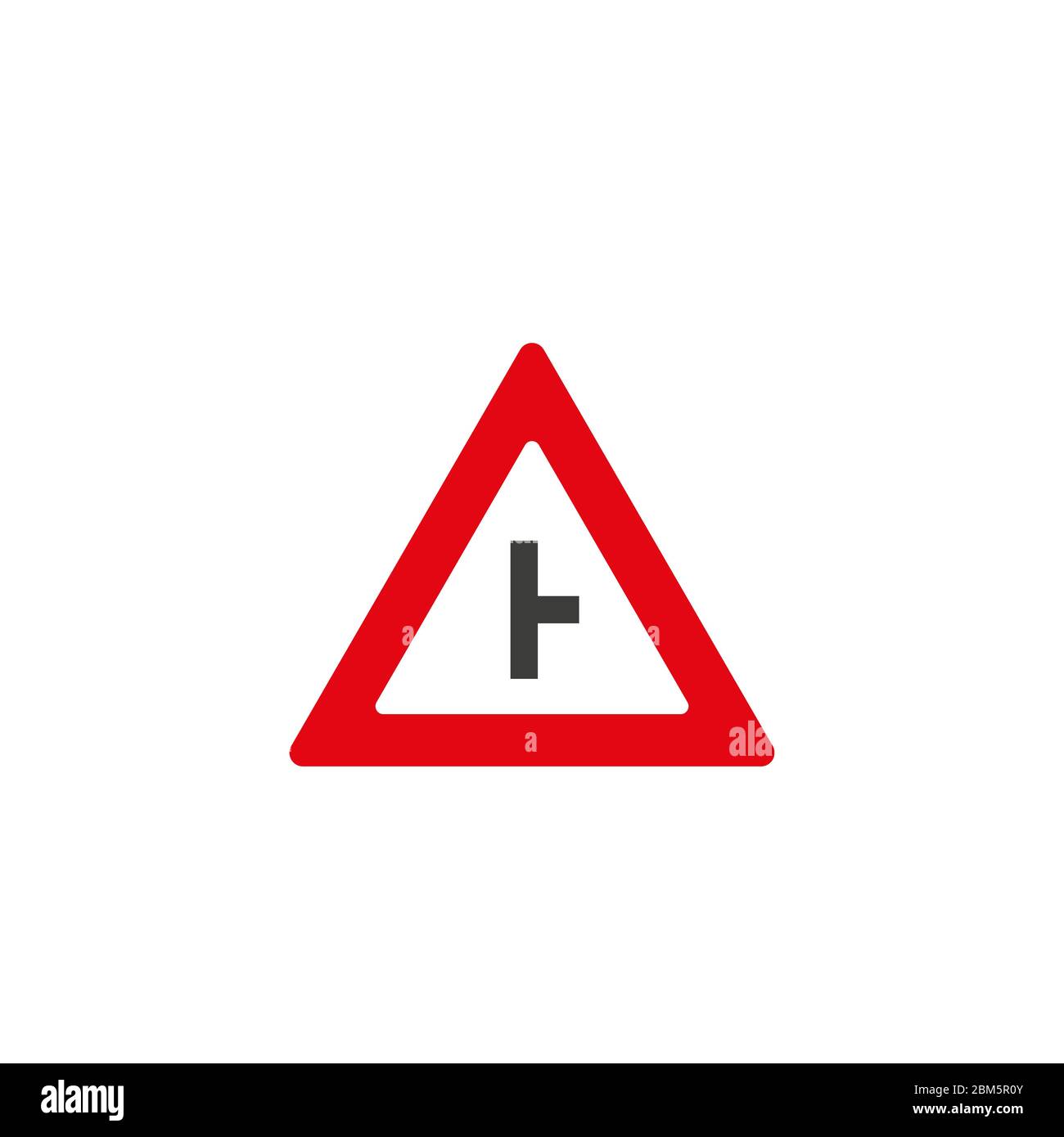 Side road junction on left, traffic sign, vector illustration. Left ...