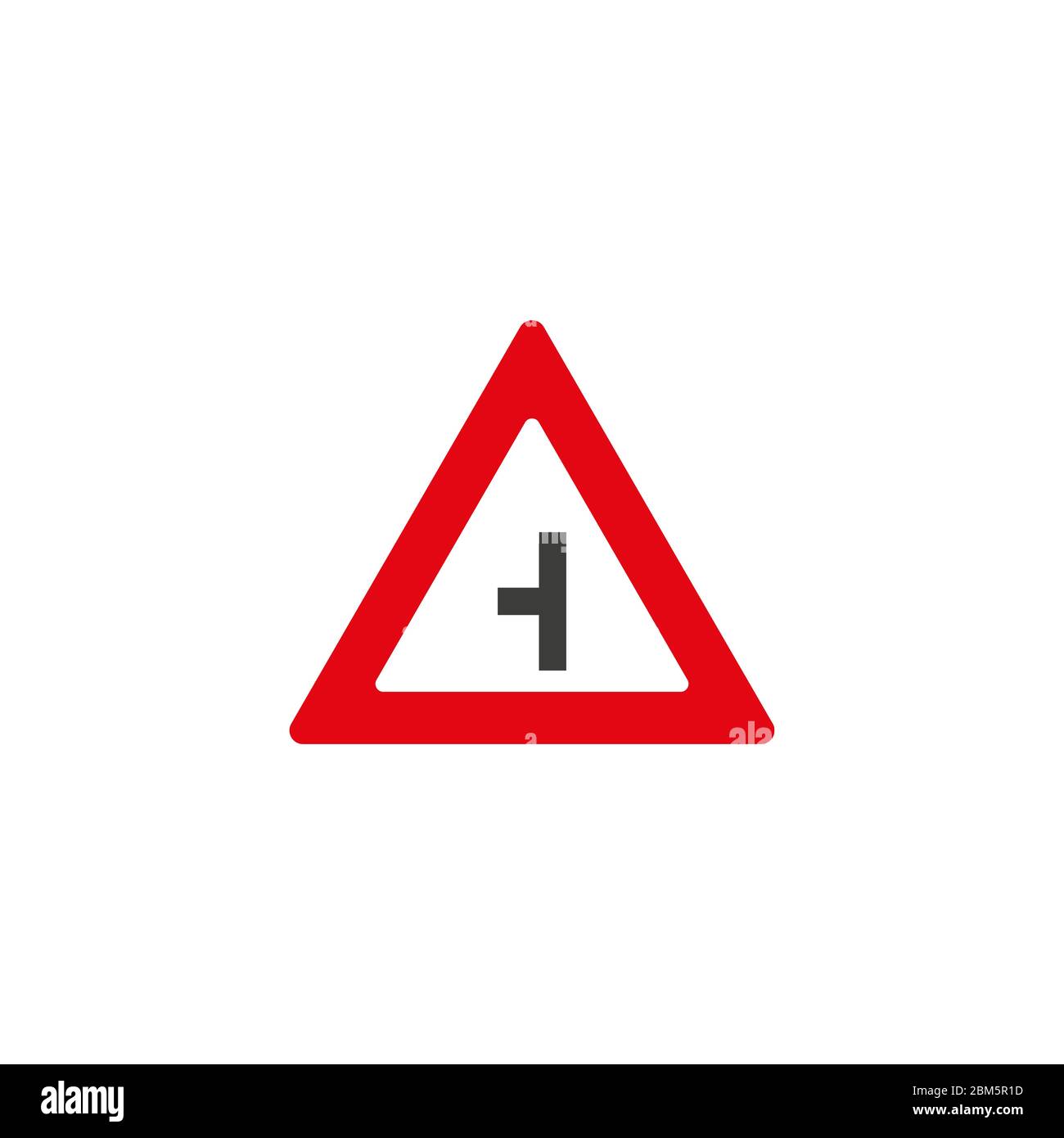 Side road junction on left, traffic sign, vector illustration. Left ...